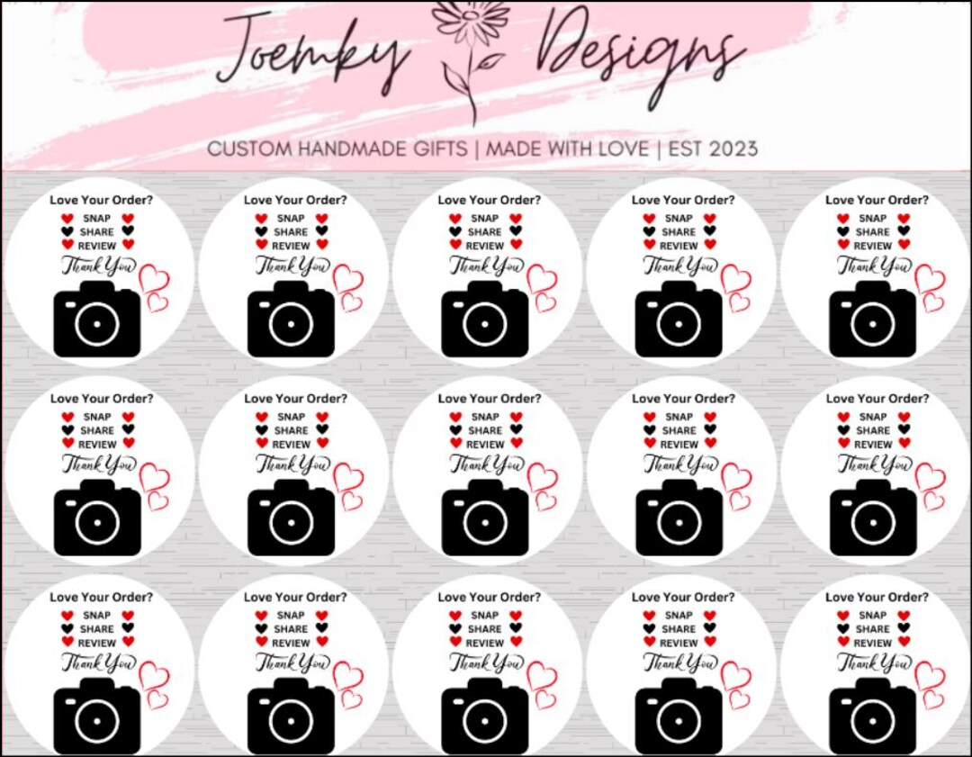 Thank You Stickers, Snap Share Review, Water Resistant Vinyl - Etsy