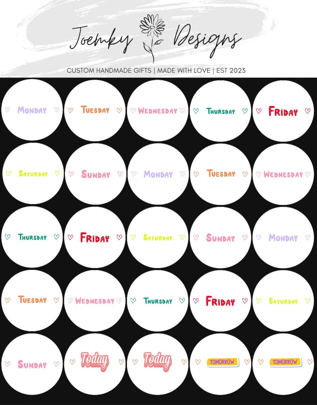 Planner Stickers | Days of the Week |monday - Sunday & Today/tomorrow ...