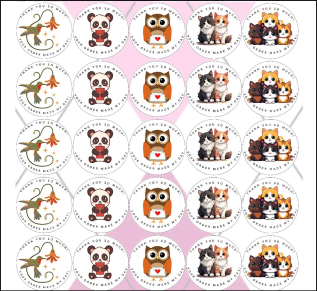 Animal Thank You Stickers | Packaging Stickers, Order Appreciation - Etsy