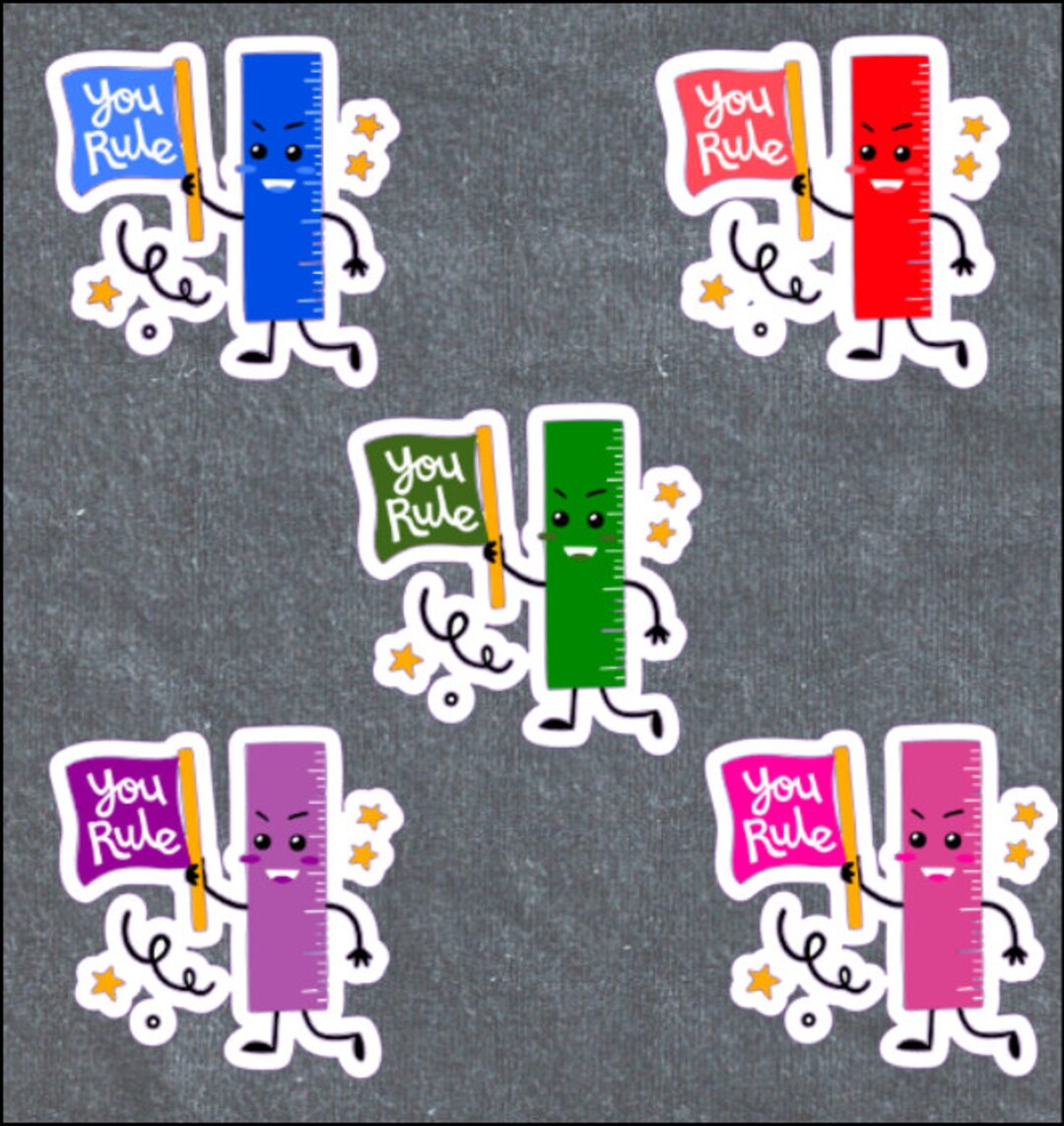 Kawaii Ruler Vinyl Stickers | Vibrant, Colorful, Matte or Glossy - Etsy