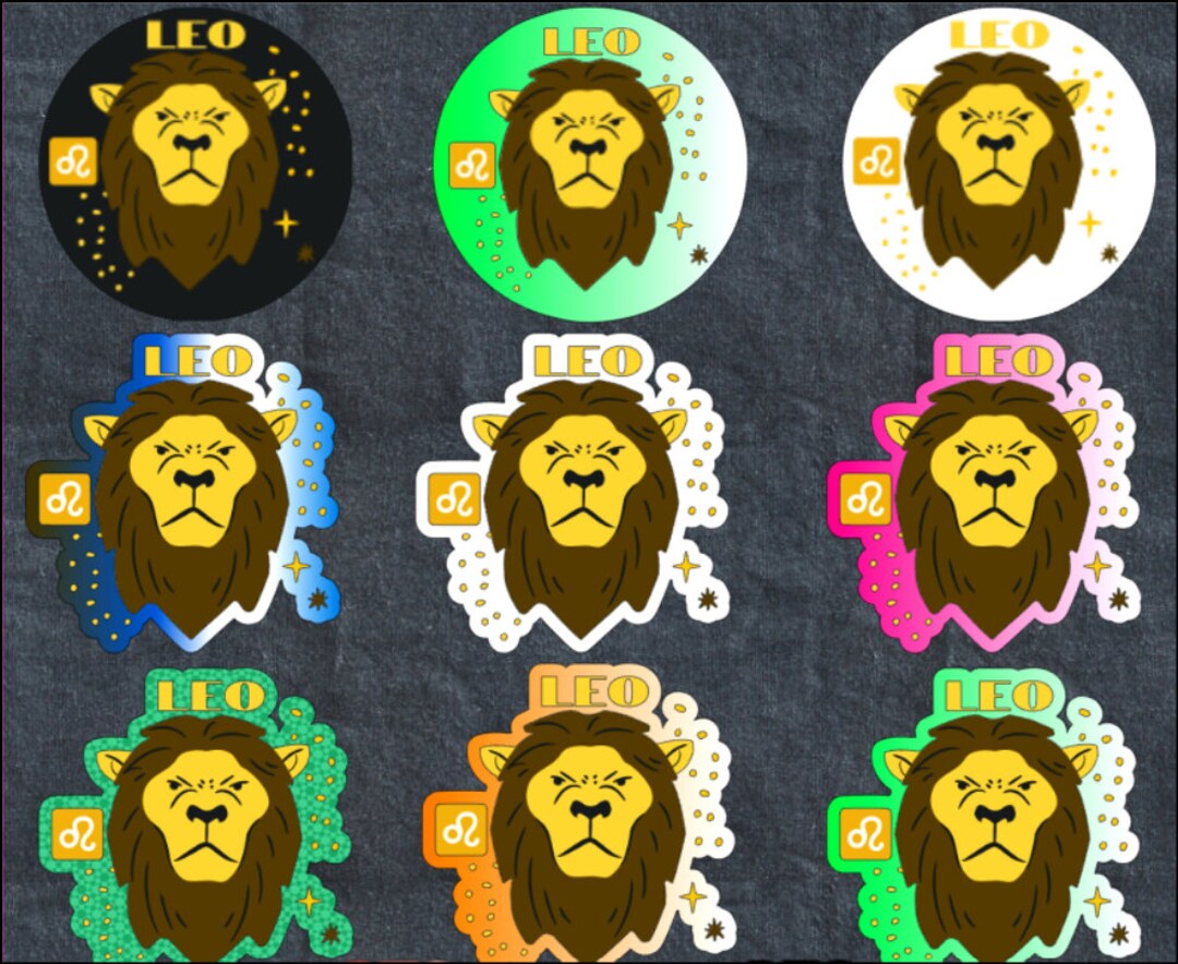 Leo Astrological Sign Zodiac Stickers, Round or Shaped Cut, Multiple ...