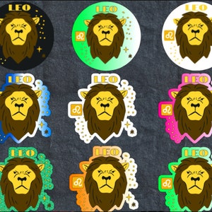 Leo Astrological Sign Zodiac Stickers, Round or Shaped Cut, Multiple ...