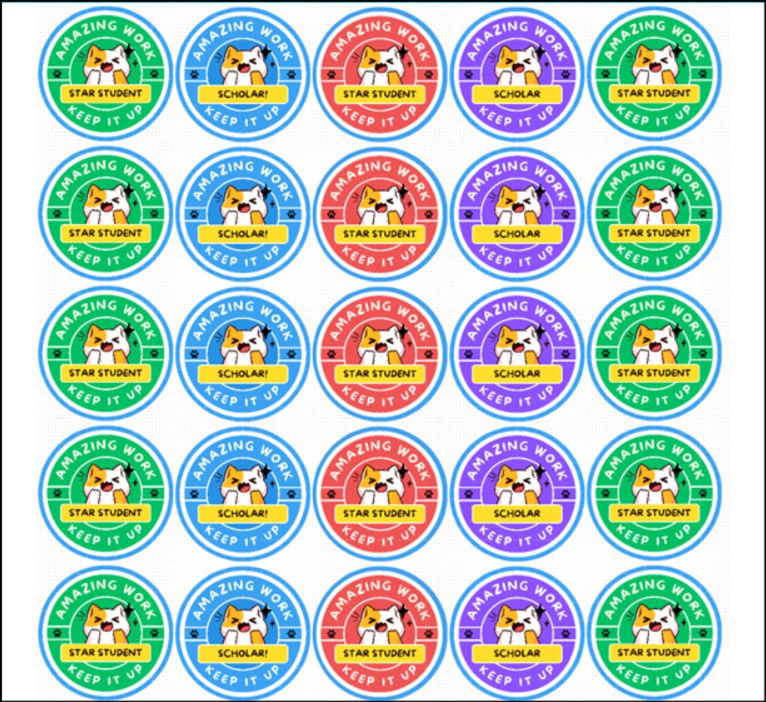 Amazing Work Scholar / Star Student Sticker Sheet | Assorted Colors ...