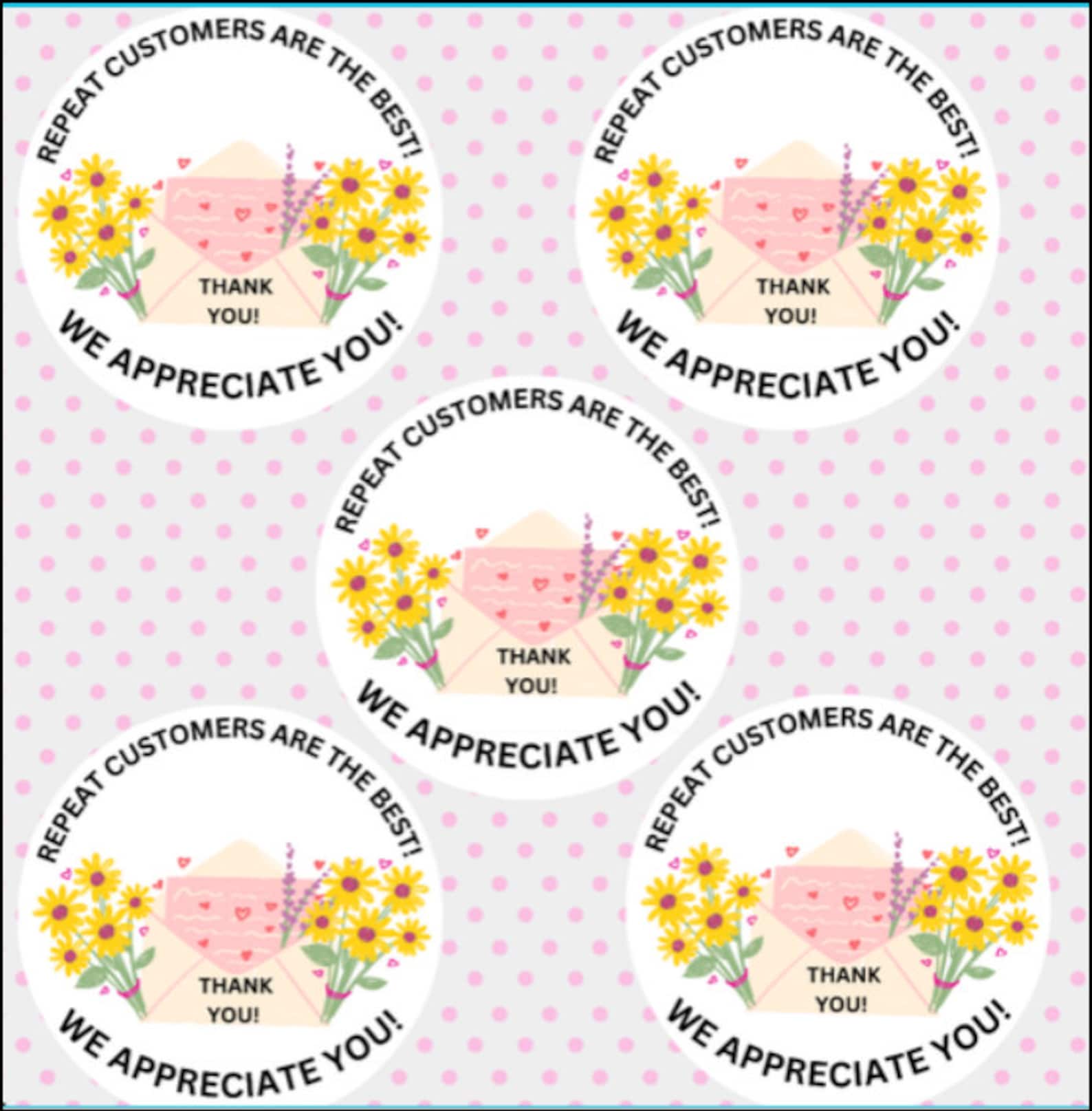 Floral Thank You Stickers | Repeat Customer Appreciation, Vinyl (1.0-3. ...