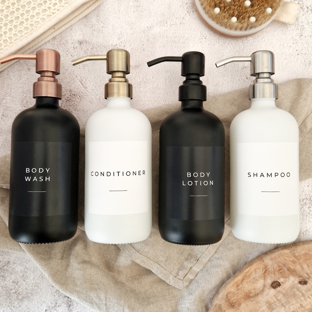 Minimalistic, Personalised Labels, Shampoo, Conditioner, Shower Gel ...
