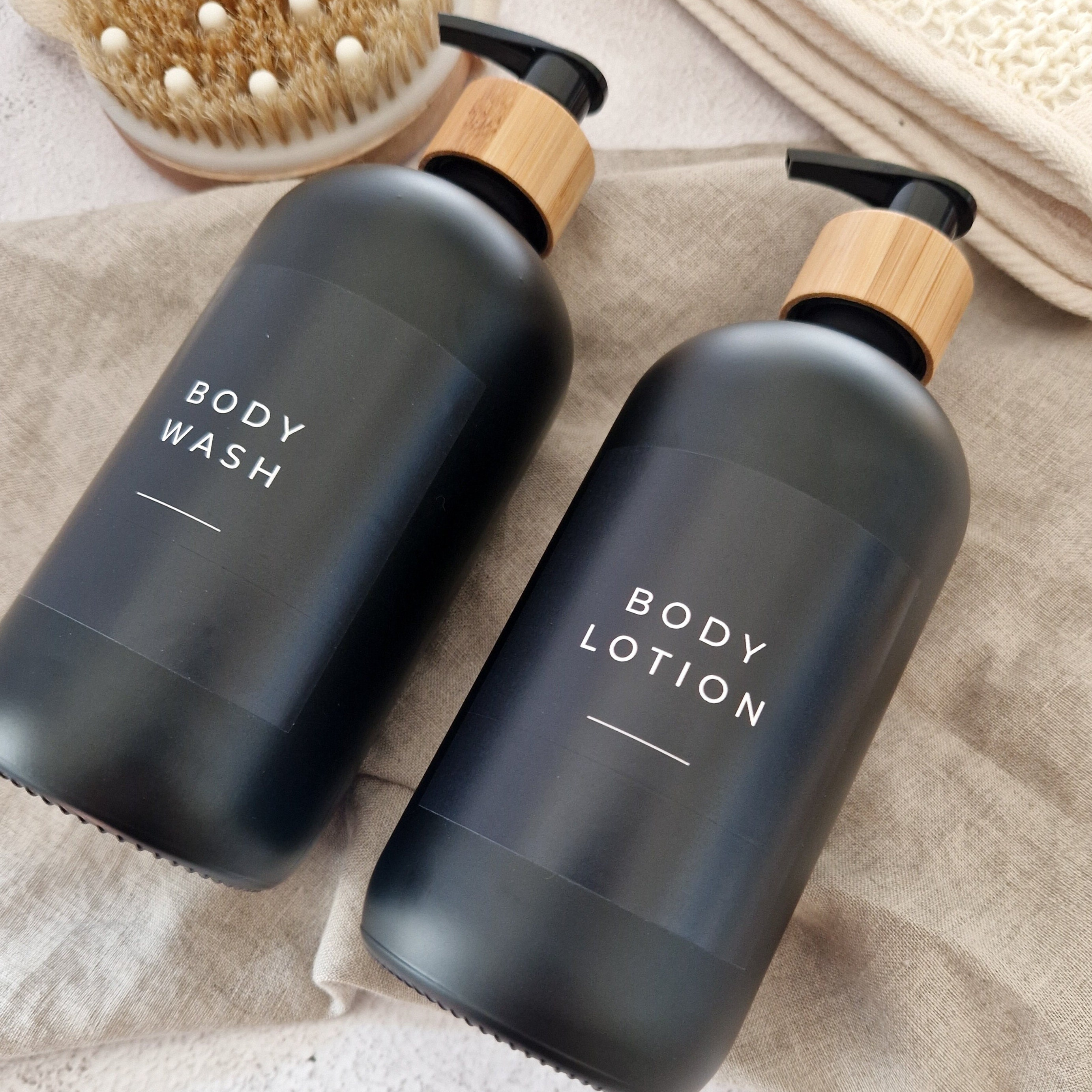 Minimalistic, Personalised Labels, Shampoo, Conditioner, Shower Gel ...