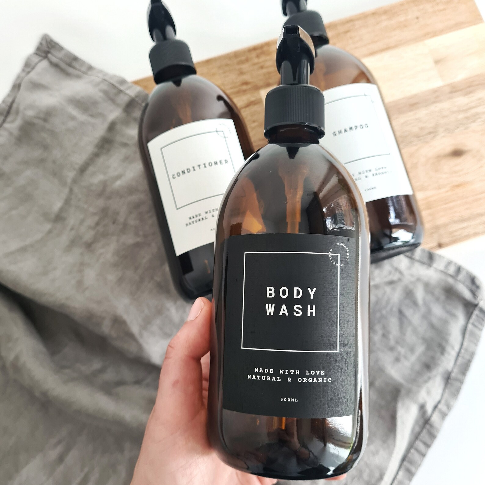 Personalised, Reusable Pump Bottle for Toiletries, Shampoo, Conditioner ...