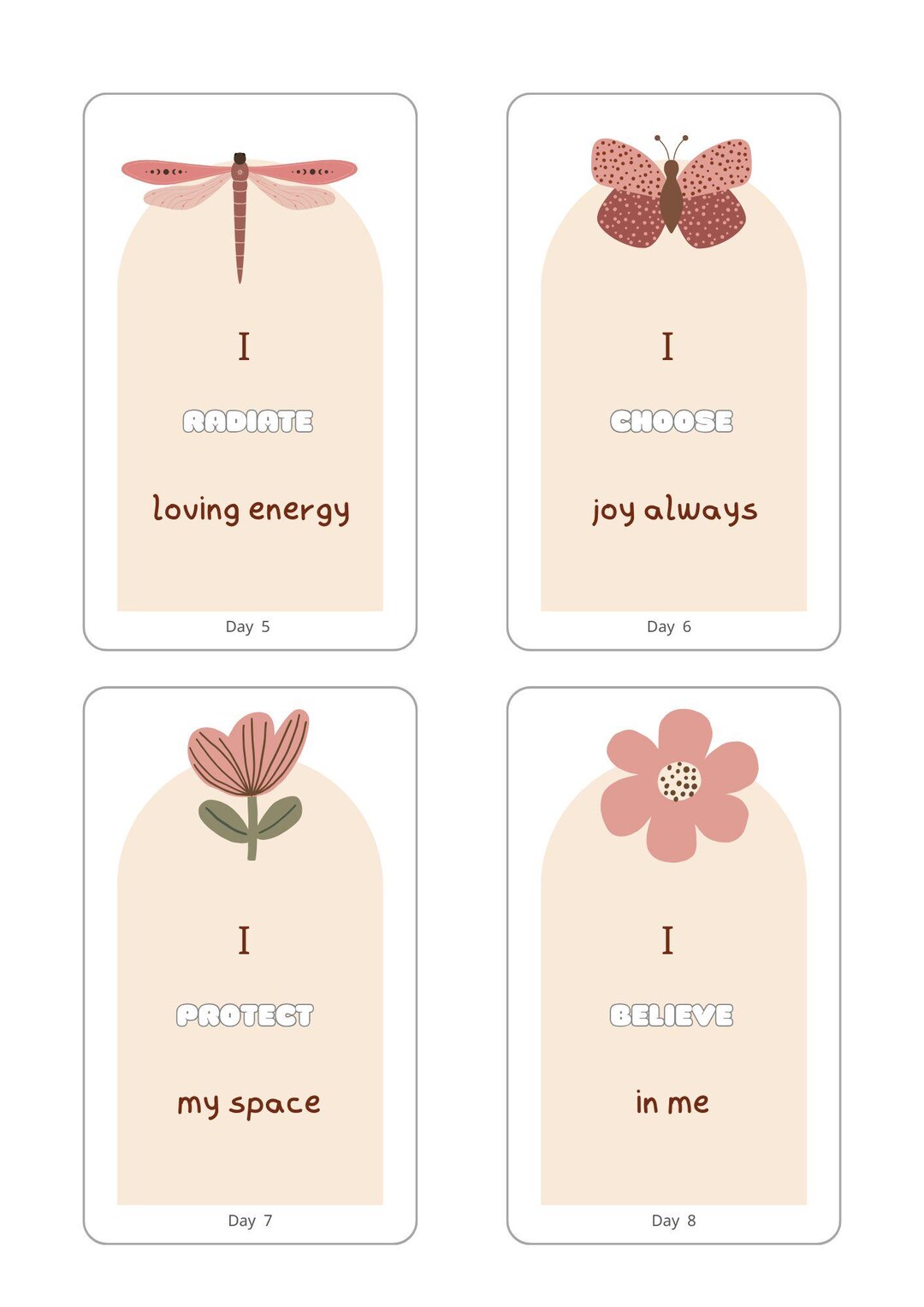 Affirmation Cards Boho Self-love | 31 Daily Positive Quotes | Printable ...