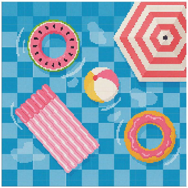 Cross Stitch Set Summer Pool Party – 3 Fun Poolside Designs – Girl ...