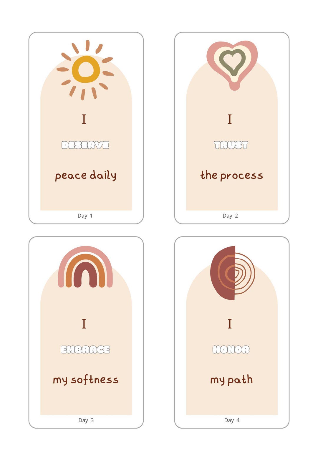 Boho Self-love Affirmation Cards | 31 Daily Positive Quotes | Printable ...