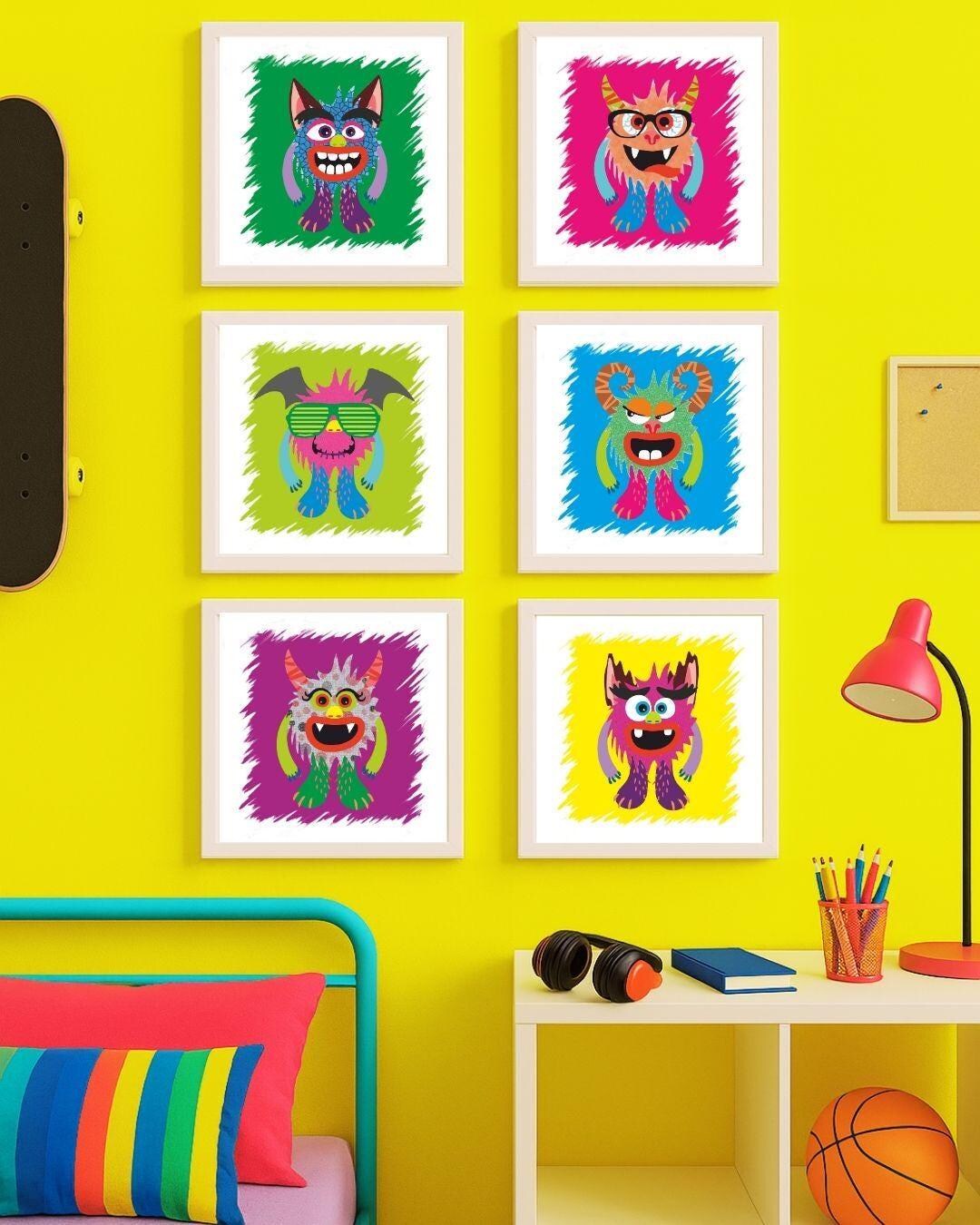 Monsters Wall Decor - 7*7 Inches - Funny Printable Posters for Kids ...