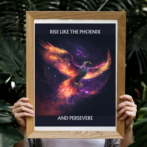 Rising Phoenix Printable Motivational Wall Art, Perseverance, Fantasy ...