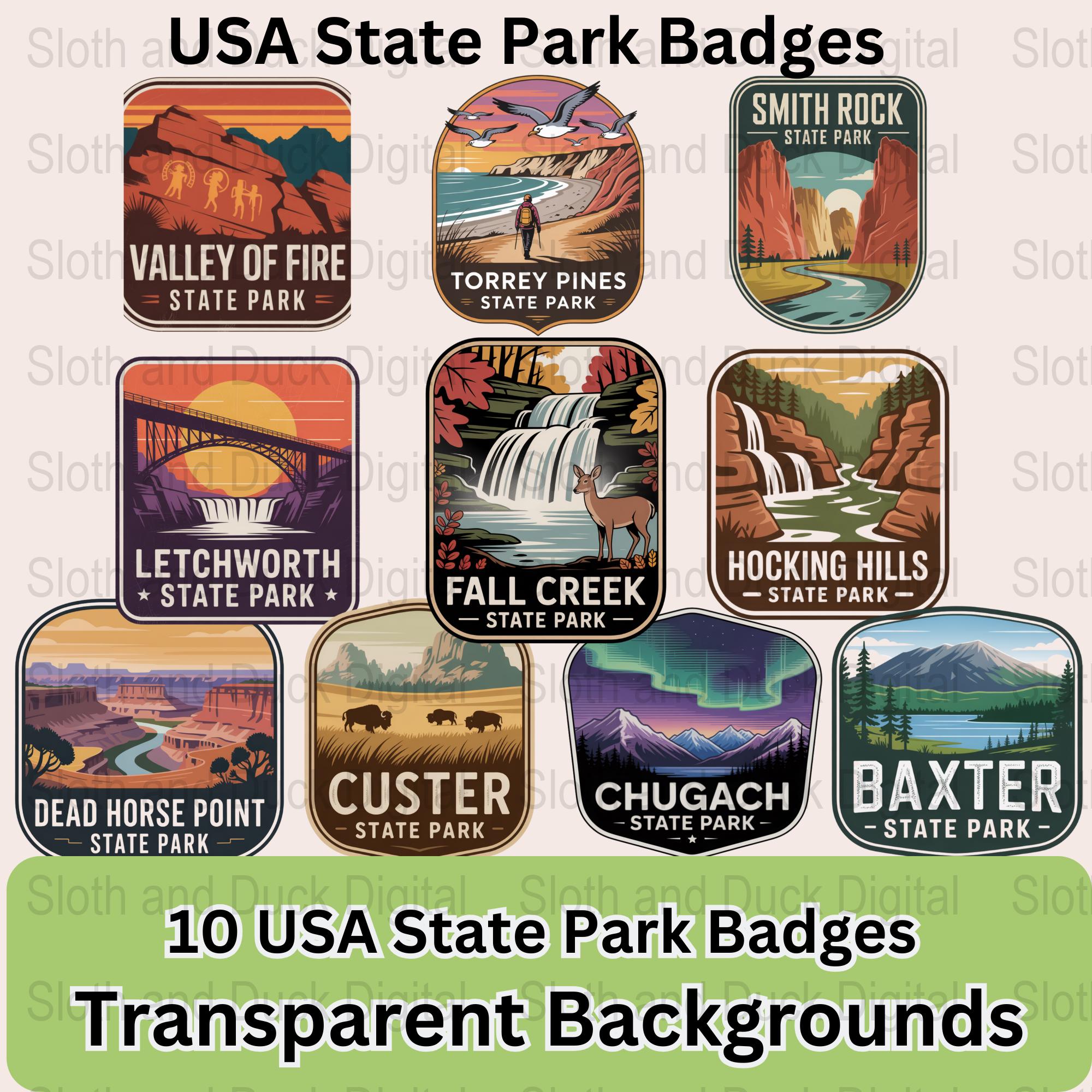 State Park Badges PNG SVG Bundle: Stickers, T-shirt Design (digital ...