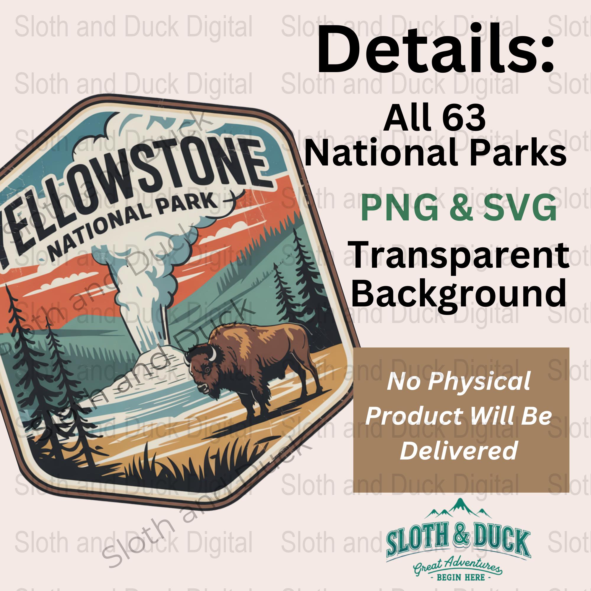 National Parks PNG SVG Bundle: 63 US Parks, Transparent Background ...
