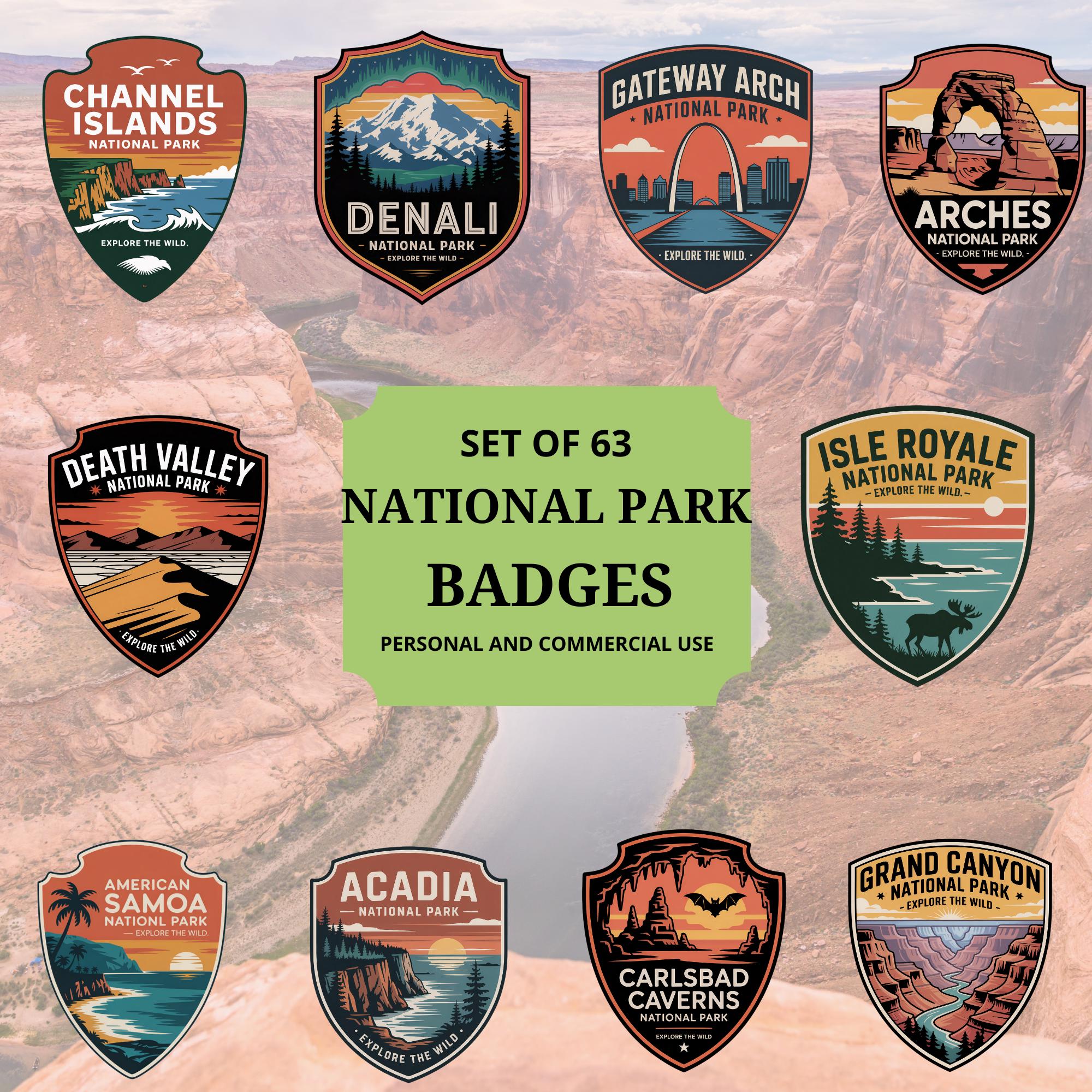National Park Badges: Travel Stickers, PNG SVG Files (digital Download ...