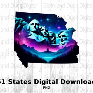 50 States Png Bundle, United States Landmarks, State Outline Png, State ...