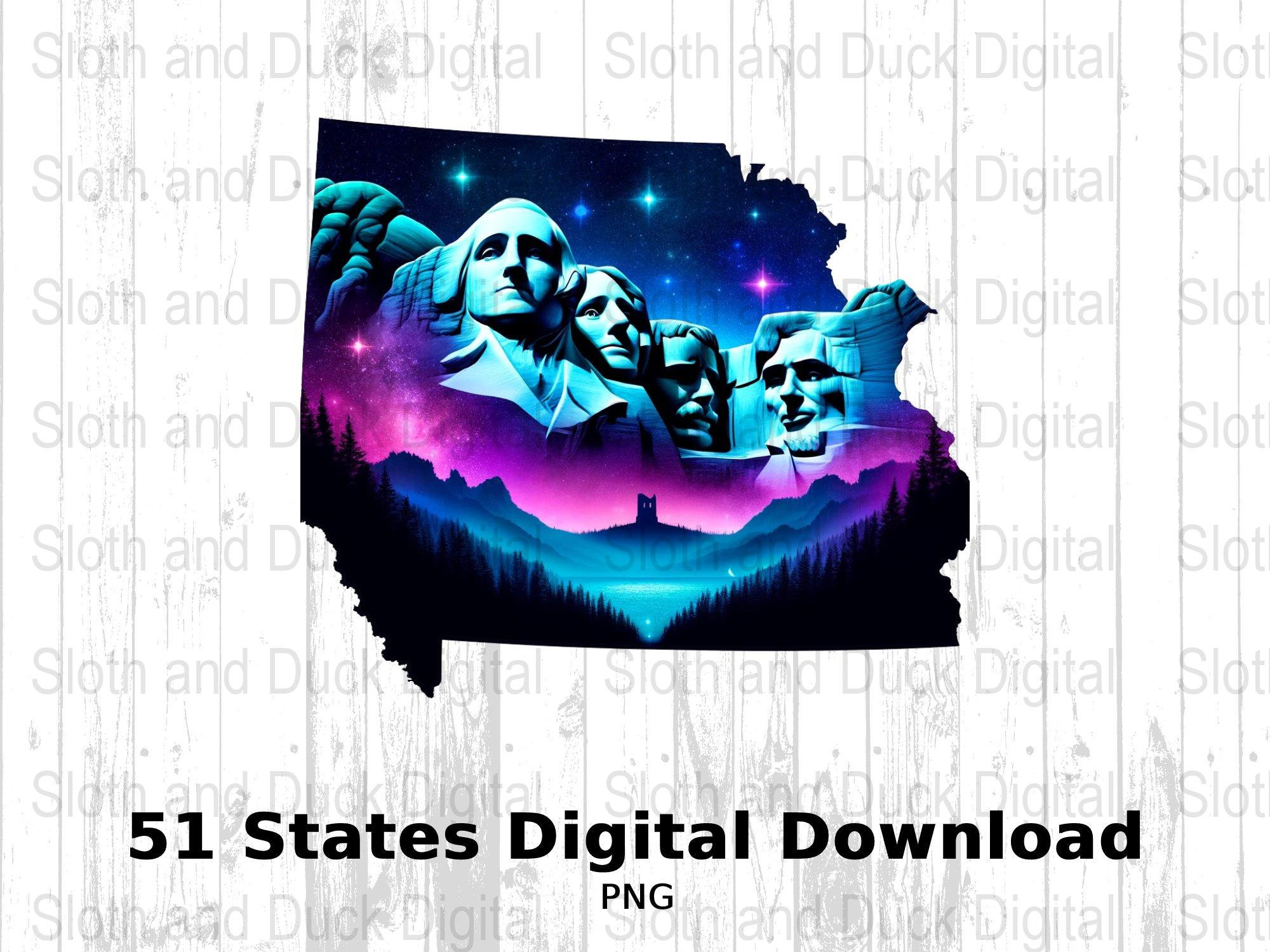 50 States Png Bundle, United States Landmarks, State Outline Png, State ...