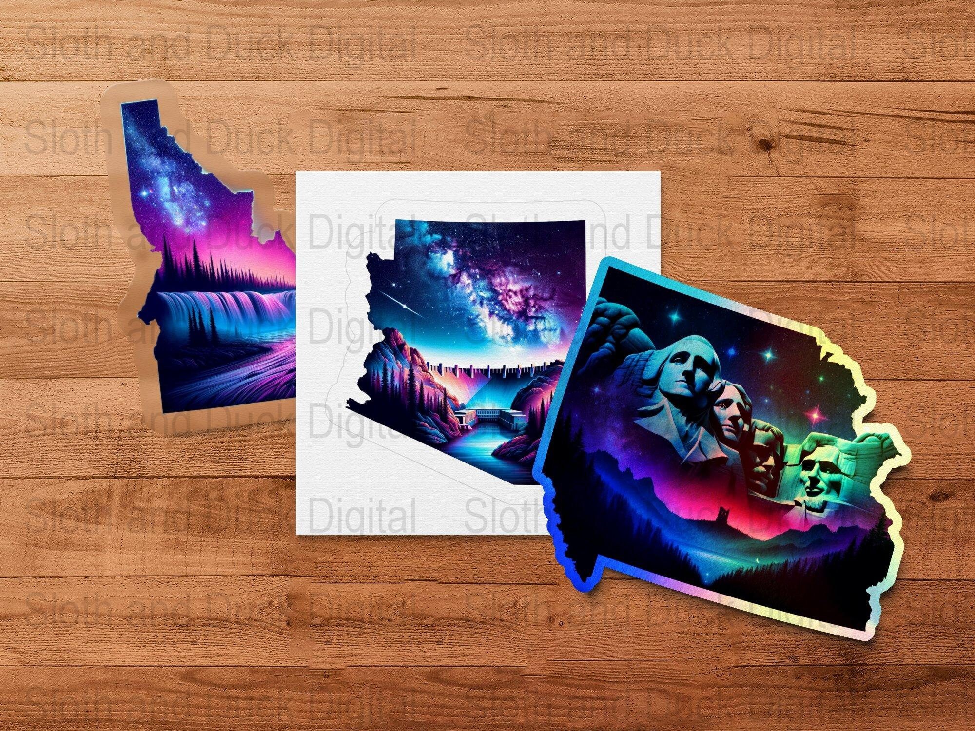 50 States Png Bundle, United States Landmarks, State Outline Png, State ...