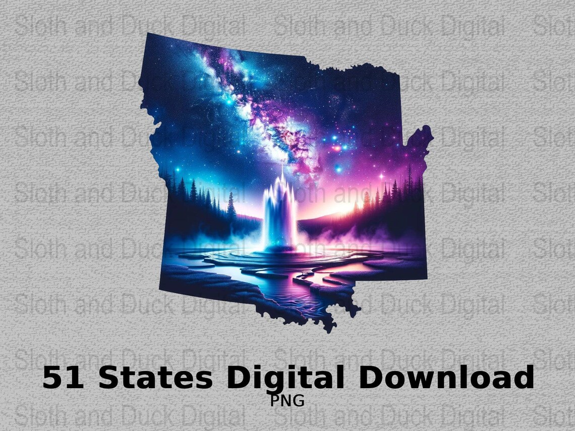50 States Png Bundle, United States Landmarks, State Outline Png, State ...