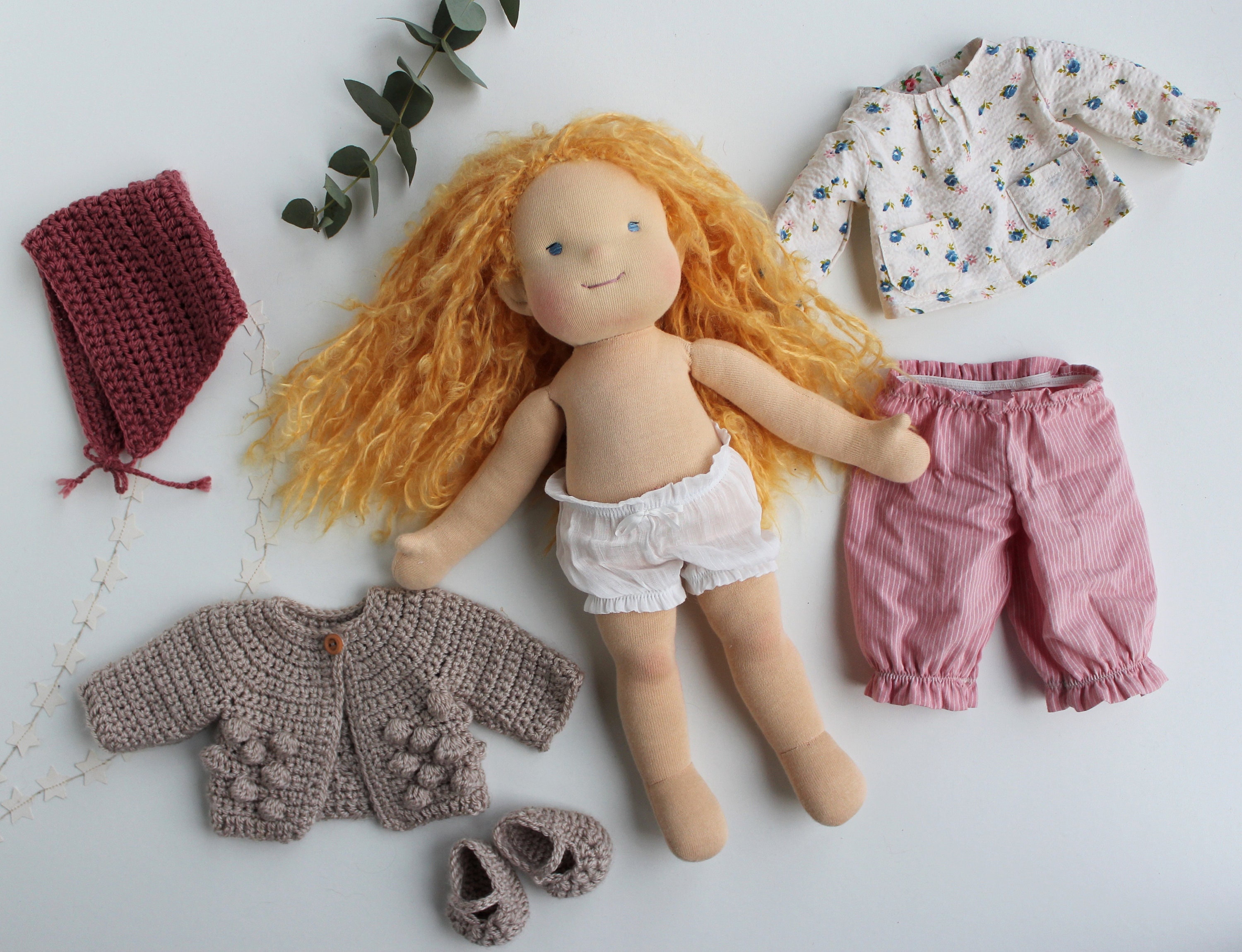 Waldorf Doll MAJA 40cm, With Beautiful Clothes, Organic Rag Doll ...