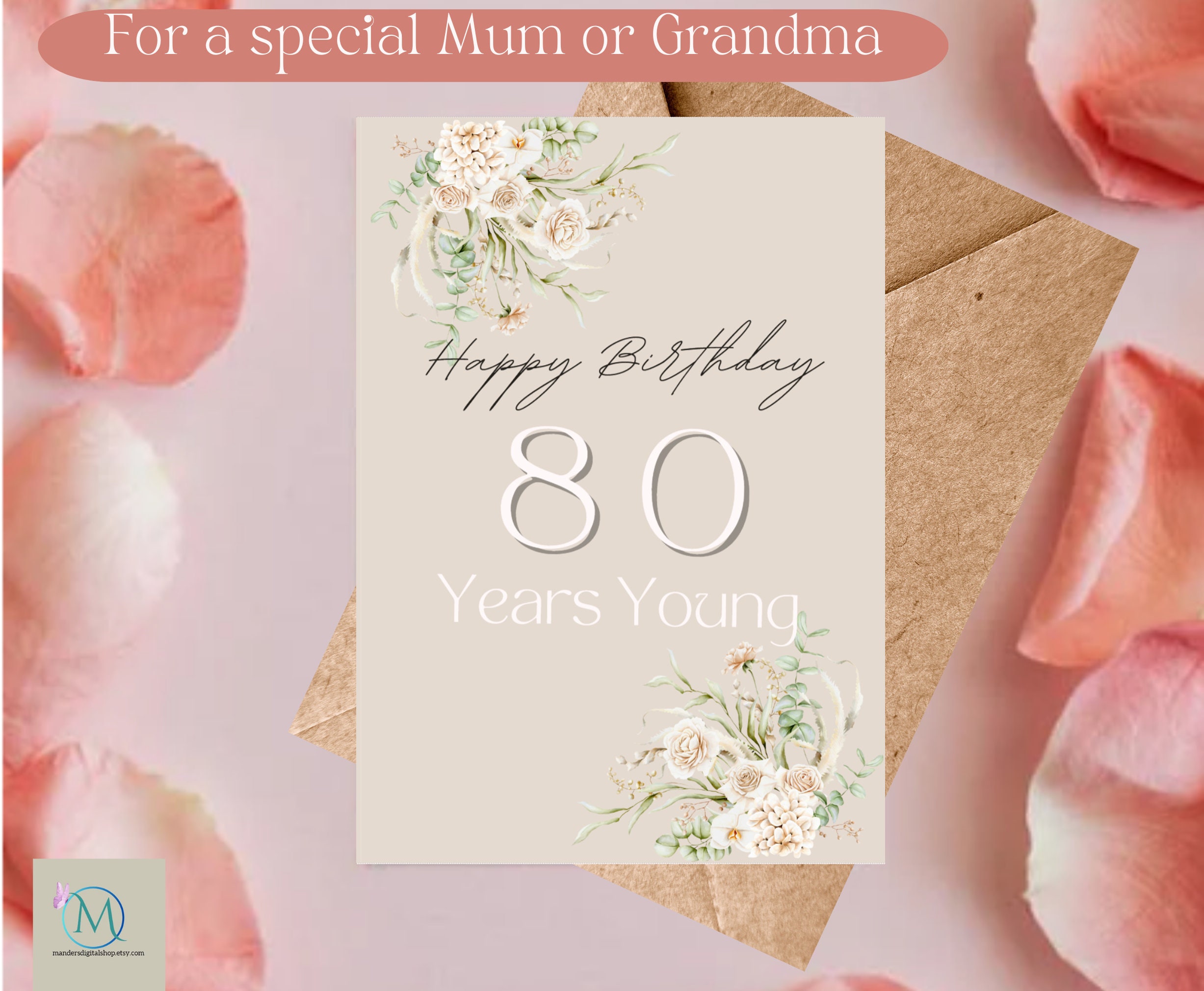 Printable 80th Birthday Card for a Special Mum or Grandma - Etsy