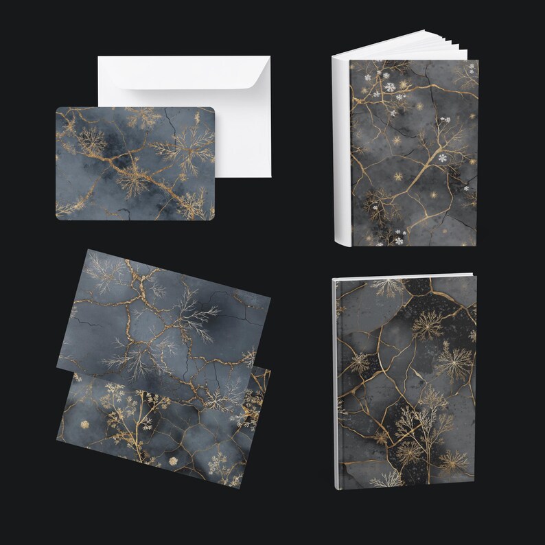 Kintsugi Digital Paper, 10 Gold Marble Patterns, Abstract Stone Texture ...