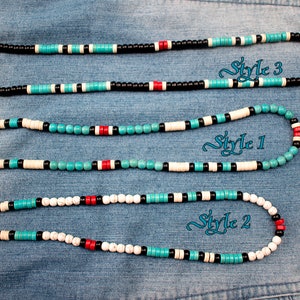 Native American Turquoise Necklace for Men, Long Turquoise Heishi ...