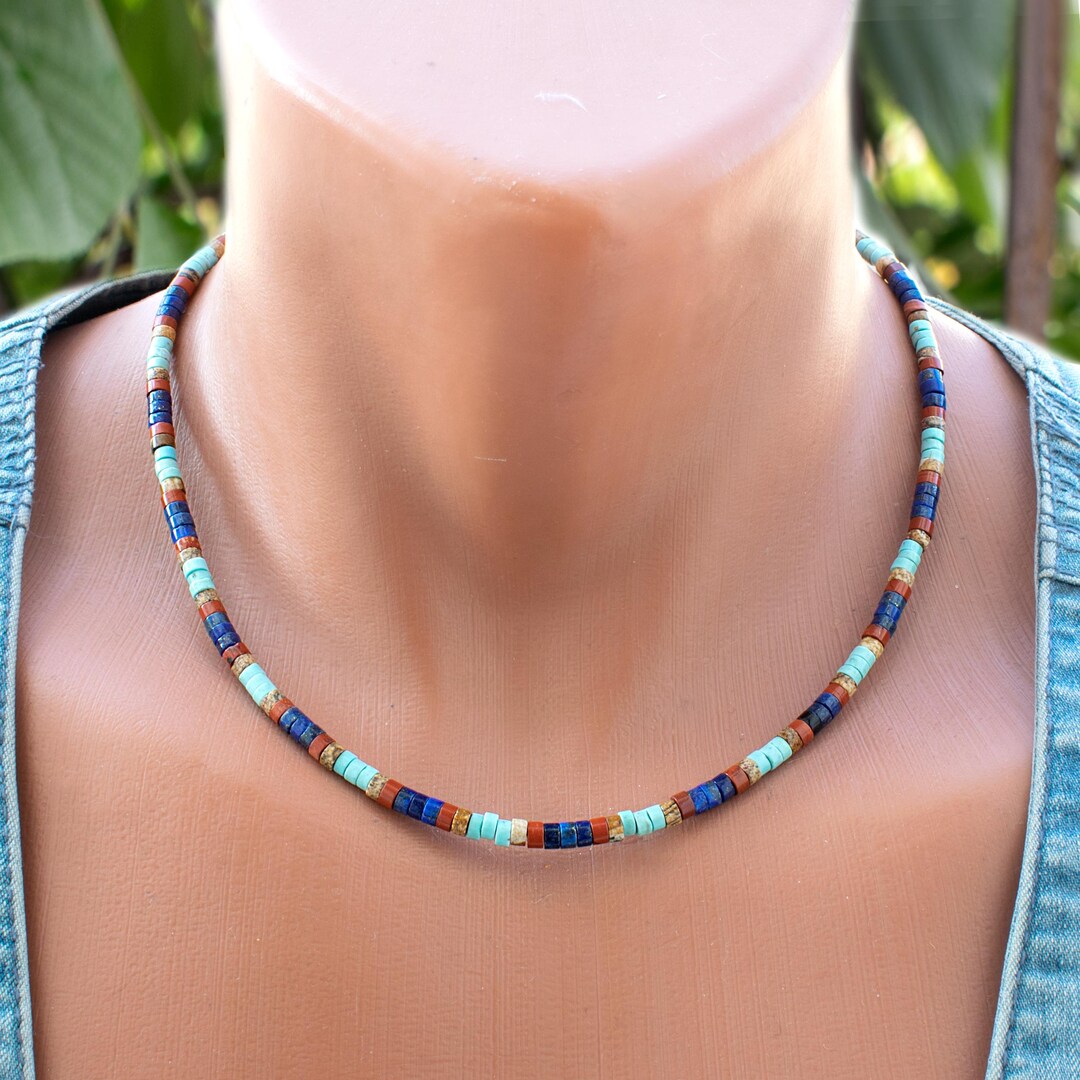 Turquoise & Lapis Native American Indian Necklace, Western Necklace ...