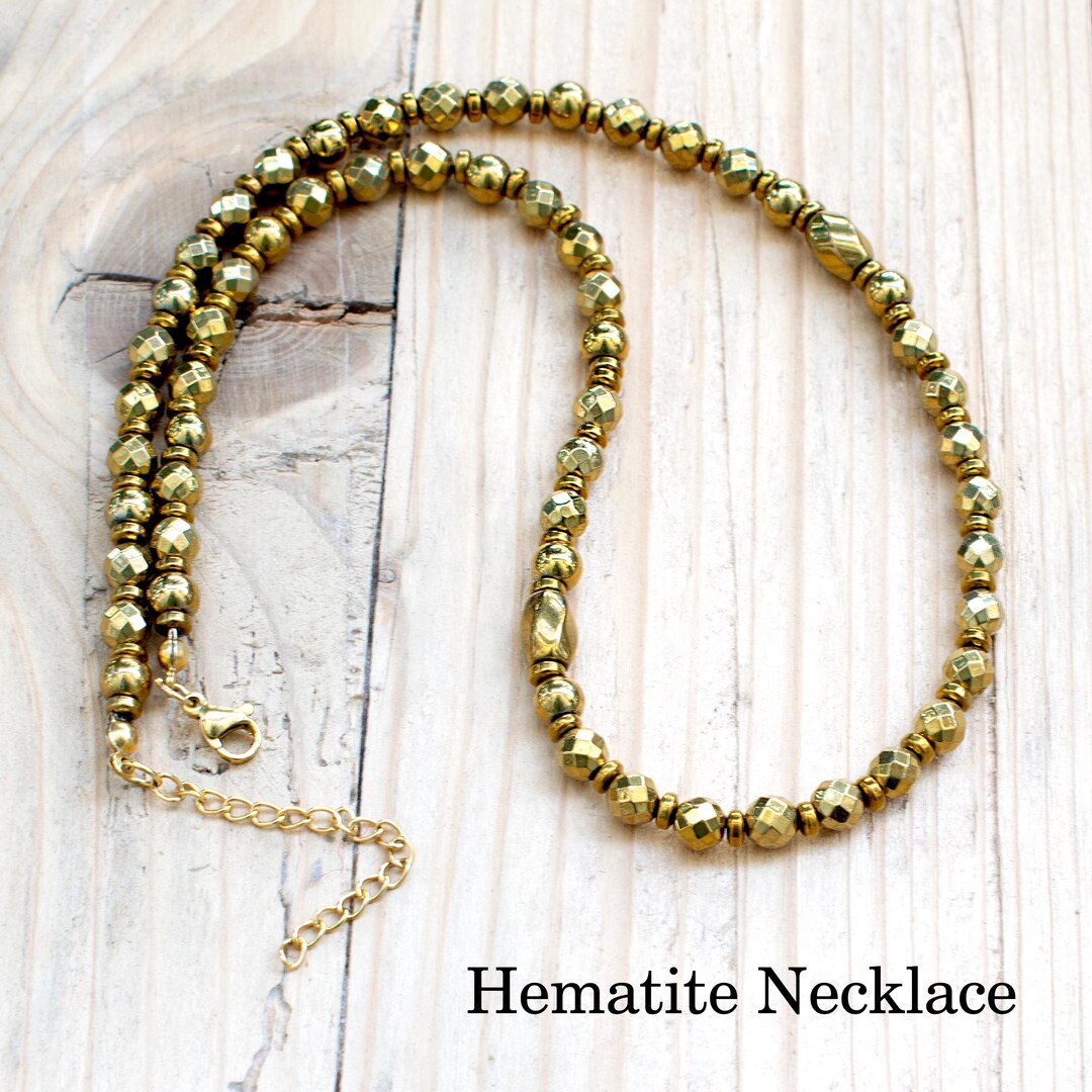 Gold Hematite Necklace for Women • Hematite Gold Necklace • Hematite ...