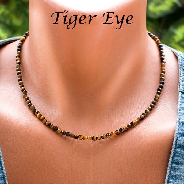Tiger Eye Necklace 4mm - Etsy