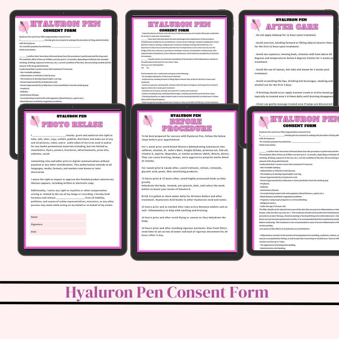 Hyaluron Pen Consent Form, Hyaluron Pen Client Records, Hyaluron Pen ...