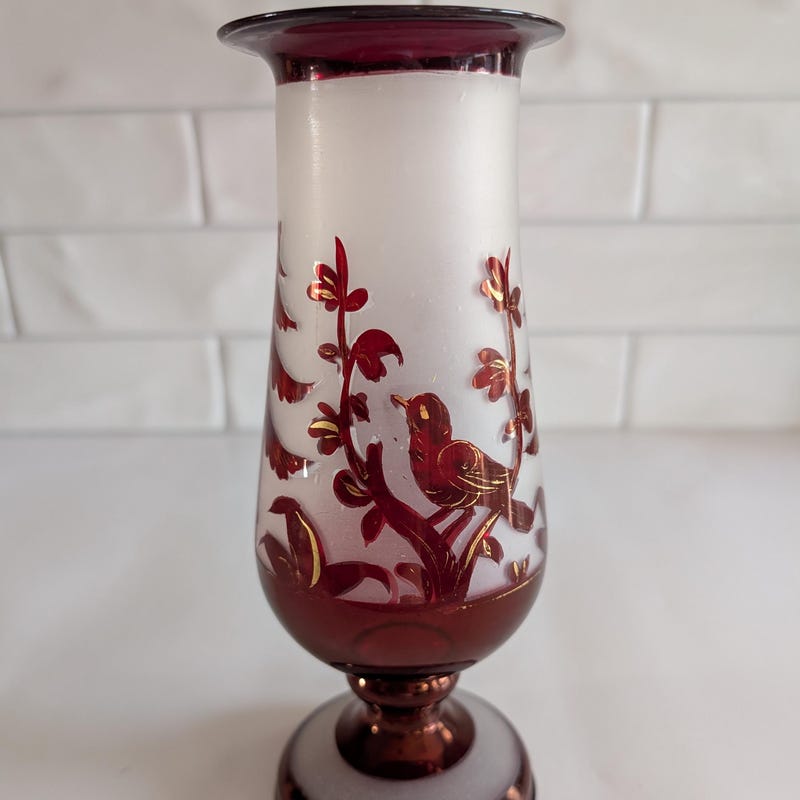 Ruby Red Vase - Etsy