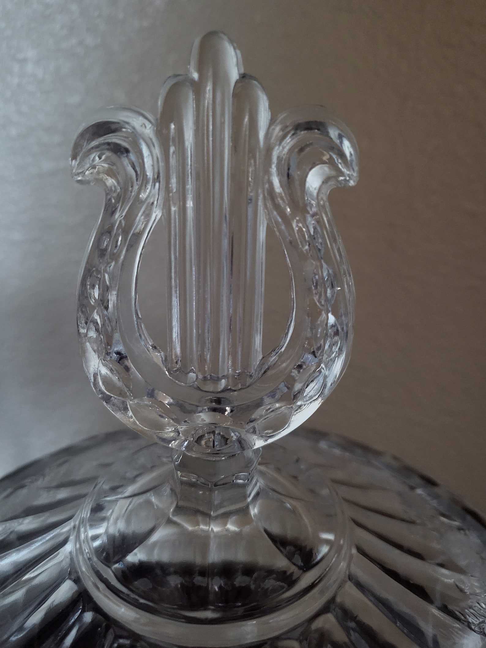 Heavy Crystal Lidded Candy Jar With Harp/lute Finial - Etsy