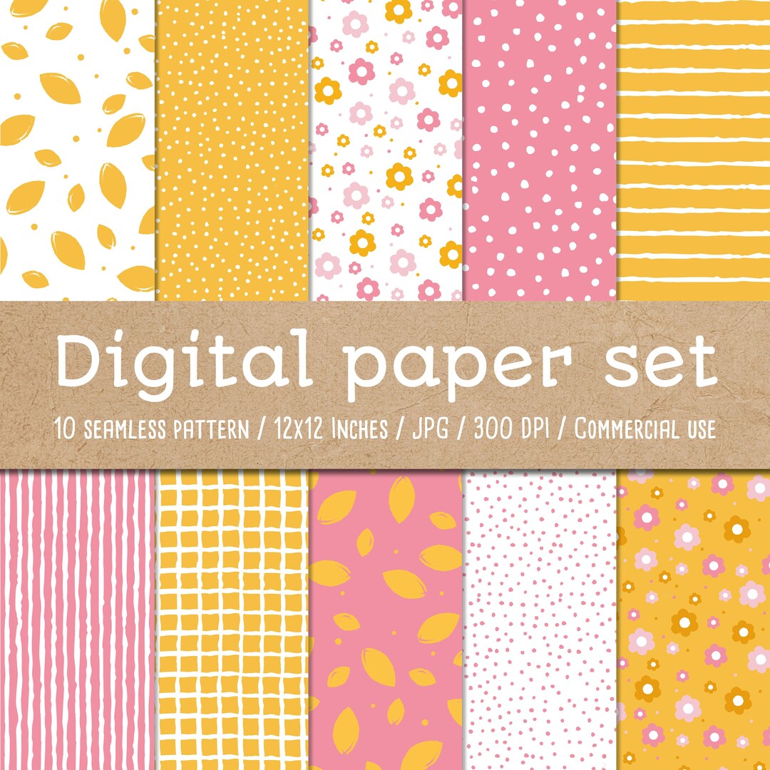 10 Seamless Digital Paper Pack. Paper Craft. Paper Collage. Backgrounds ...
