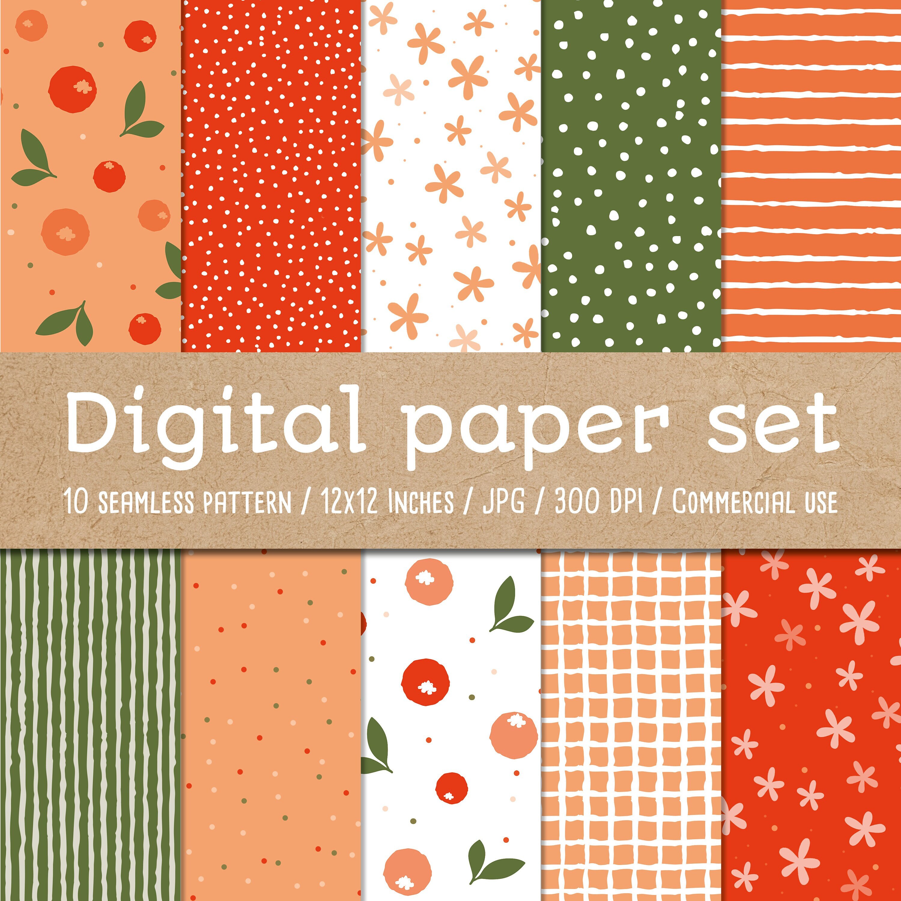 Seamless Digital Paper Pack. Digital Prints. Scrapbook Paper. Designer ...