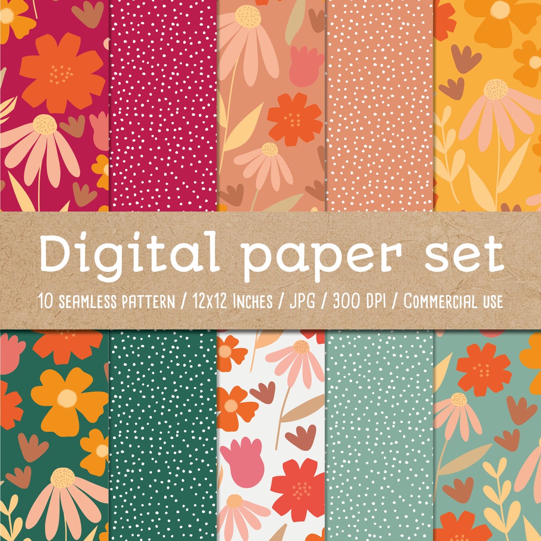 10 Seamless Digital Paper Pack. Papers for Collage. Floral - Etsy