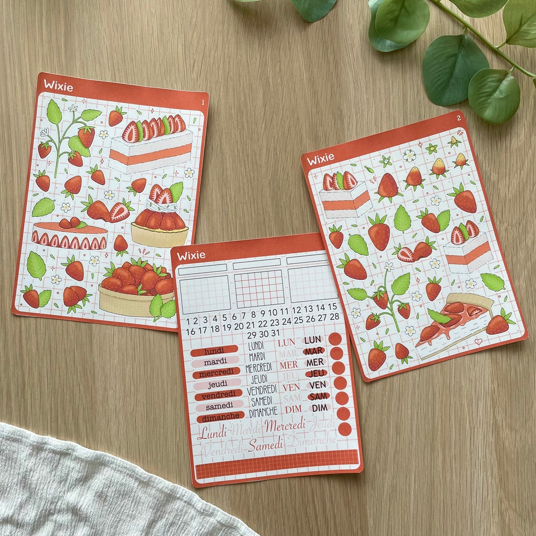 Strawberries Theme Sticker Sheets Stickers for Bullet Journal, Planner ...