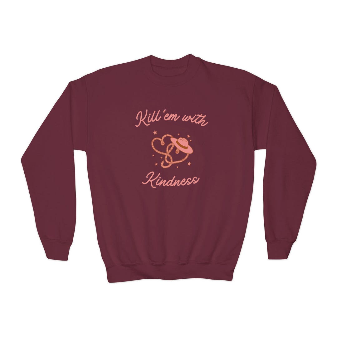 Kindness Kids Western Theme Hearts Crewneck Sweatshirt, Cute Love Youth ...
