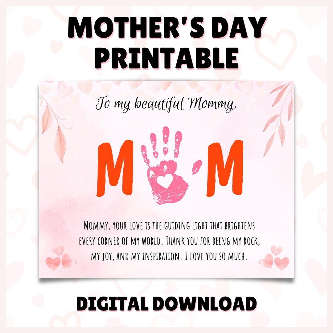 Mother's Day Handprint Art, Handprint Art, Activity Page, Mother's Day ...