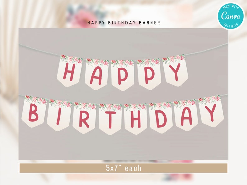 Elephant Floral Birthday Printable Bundle, Elephant Birthday Party ...