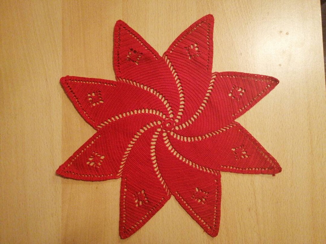 Red Christmas Star Crochet / Handmade Home Decor / Gift for Christmas ...