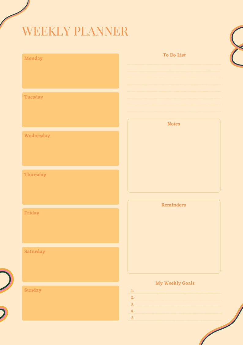 Orange Minimalist A4 Weekly Planner - Etsy