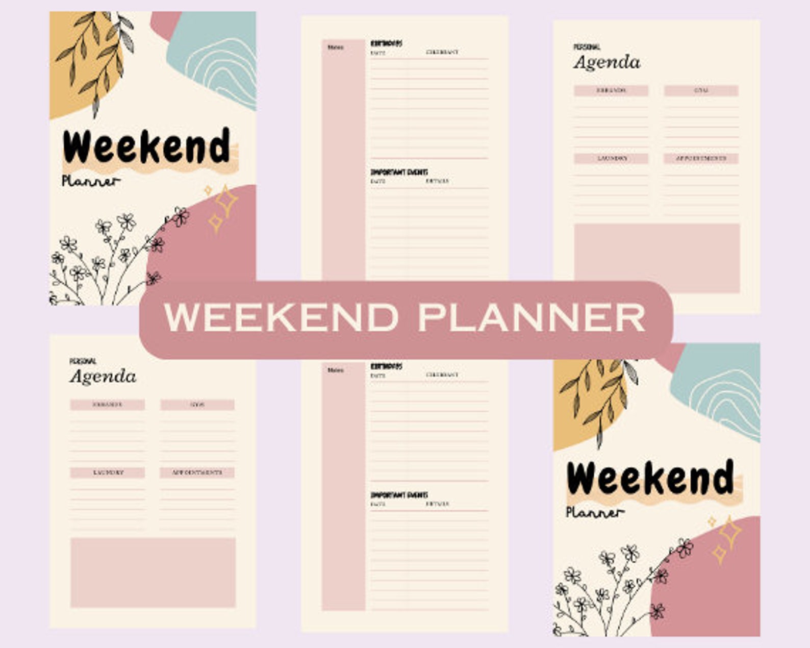 Digital Planner | Printable Planner | Digital Weekend Planner ...