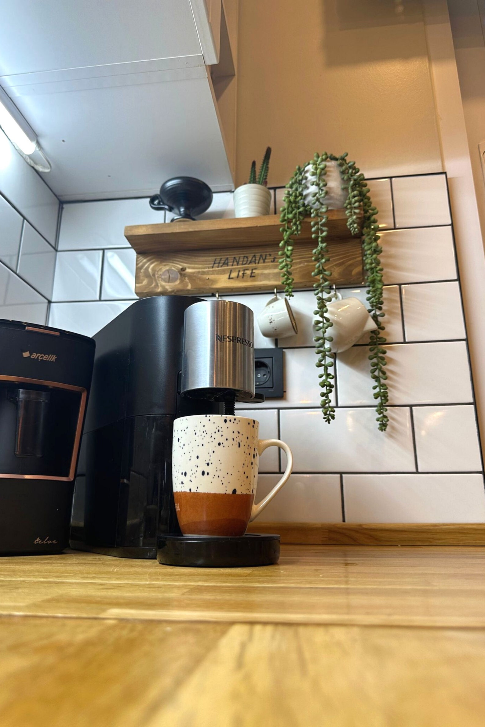 Personalized Wooden Shelf With Coffee Mug Hook, 4 Cup Coffee Mug Holder ...