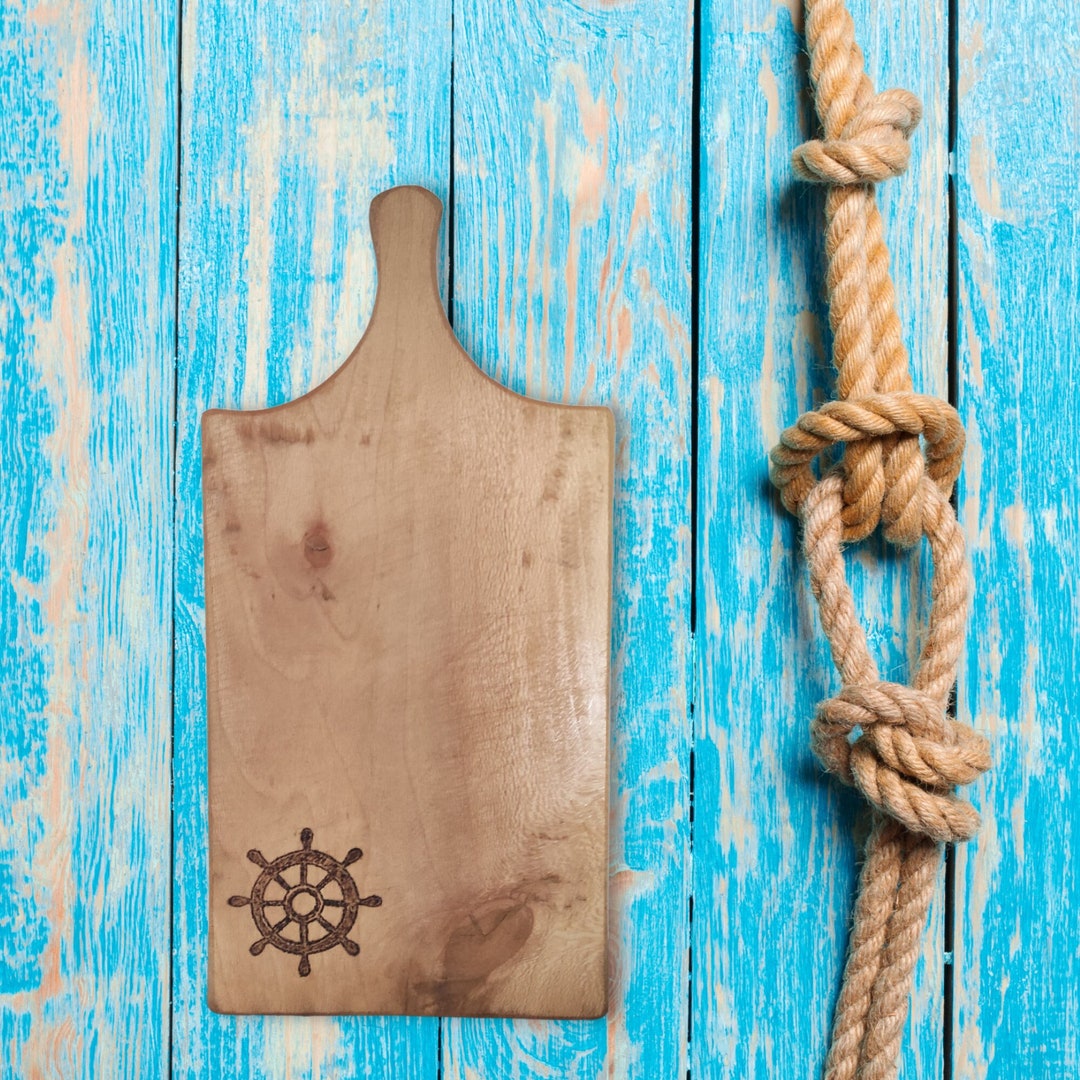 Rudder Carved Walnut Wooden Cutting Board Made by Burning - Etsy
