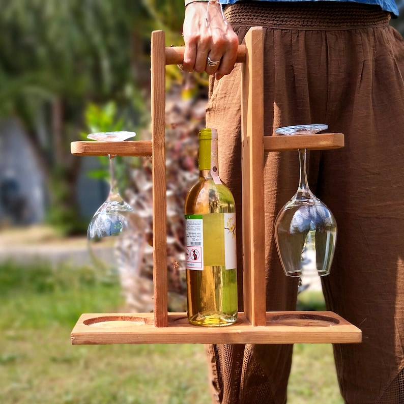 Custom Outdoor Wood Wine Table & Charcuterie Tray, 5th Anniversary Wood ...