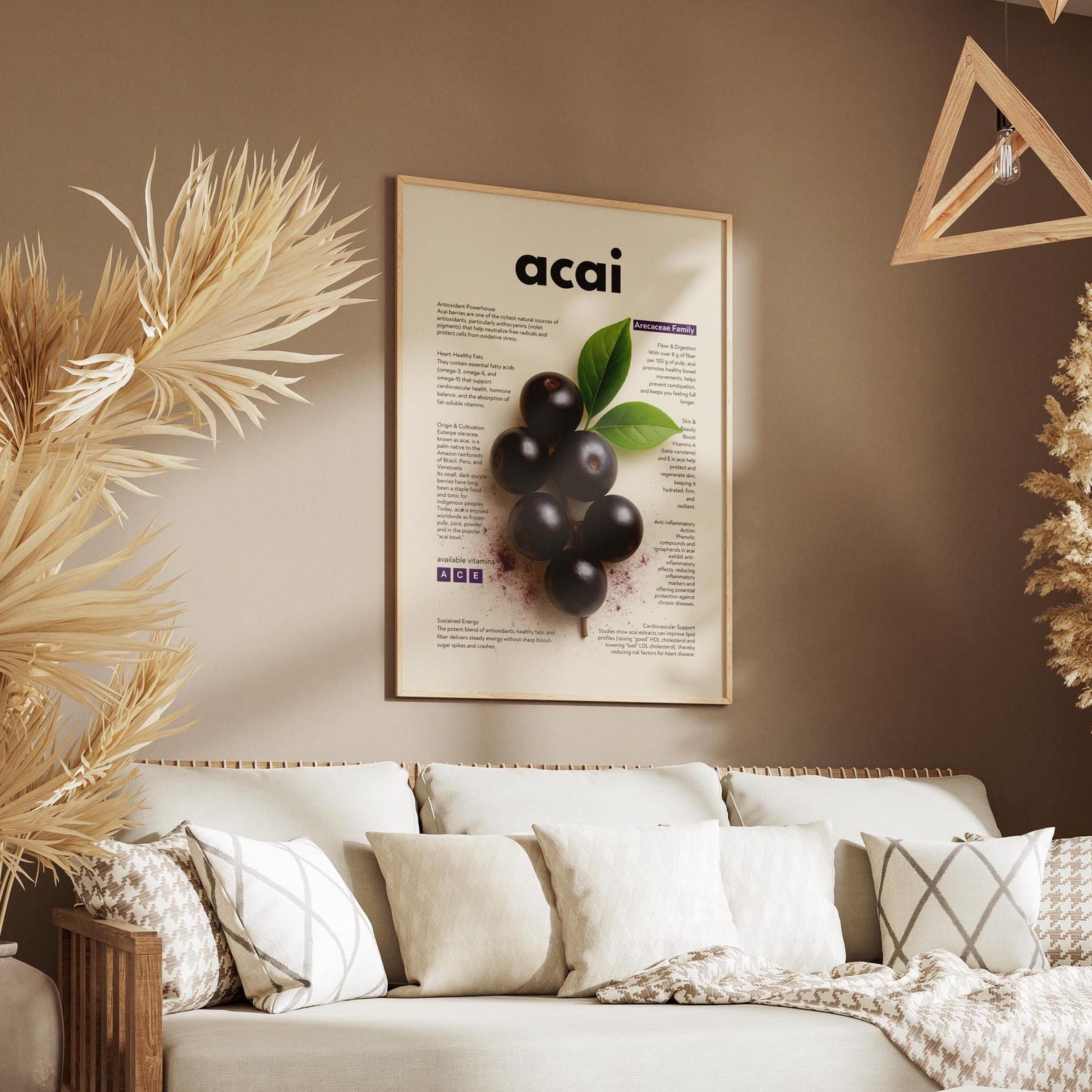 Acai Poster Infographic & Superfood Chart • Botanical Kitchen Wall Art ...