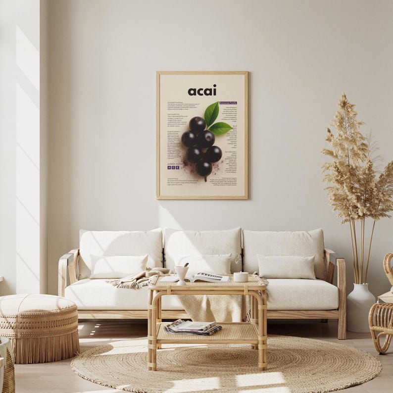Acai Poster Infographic & Superfood Chart • Botanical Kitchen Wall Art ...