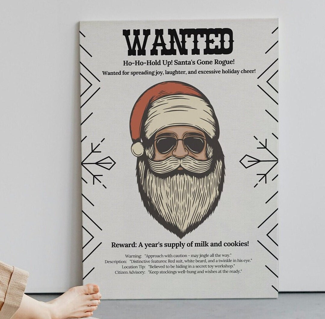 Jingle Jail: Wanted Santa Claus Poster Festive Mischief Edition - Etsy UK