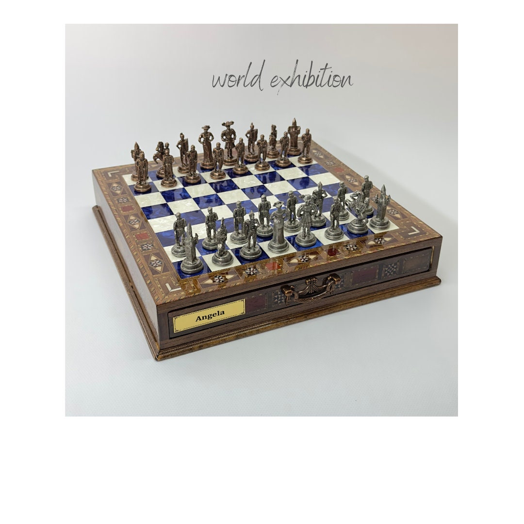 Personalized Collectible Chess Set, Wooden Chess Board With Storage ...